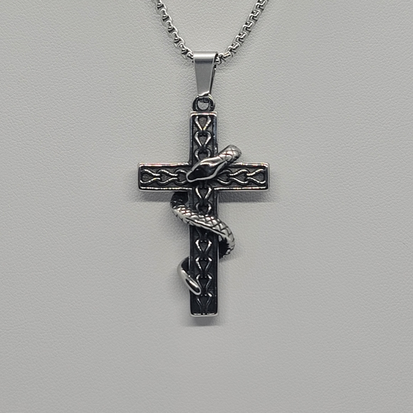 Accessories | Brand New Stainless Steel Snake Wrapped Around Cross ...